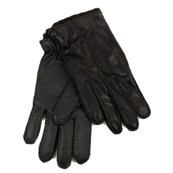 The Men's Store | Accessories | The Mens Store Blue Brown Leather Tech Gloves Cashmere Lined ...